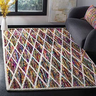 Safavieh Traditionell Teppich für Wohnzimmer, Esszimmer, Schlafzimmer - Nantucket Collection, Kurzer Flor, Multi, 122 X 183 cm