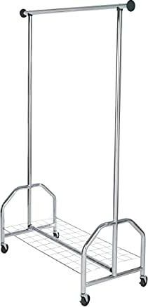 WENKO Porte v&ecirc;tement solide sur roulette Profi, M&eacute;tal chrom&eacute; 121 x 185 x 52 cm