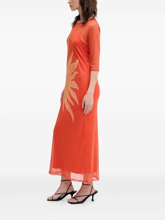 Never Fully Dressed Mesh-Maxikleid mit Sonnen-Print - Orange