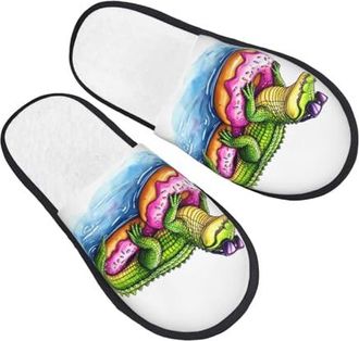 Generic Modèle De Flotteur De Piscine En Forme De Beignet Alligator Pantoufles En Peluche Chauds Pantoufle Doux Chaussons Pour Intérieur Extérieur Chambre L