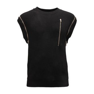Moschino Homme, Vestes, Noir, Taille: L Pull en laine sans manches Style Couture