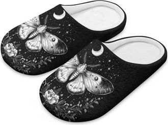 Coloranimal Pantoufles de spa pour femme - Pantoufles dint&eacute;rieur en vrac antid&eacute;rapantes &agrave; bout ferm&eacute;, Vintage Butterfly Moon, 35.5/36.5 EU