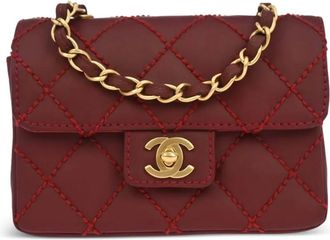 Chanel 2003 Stitch Square Flap Mini-Tasche - Rot