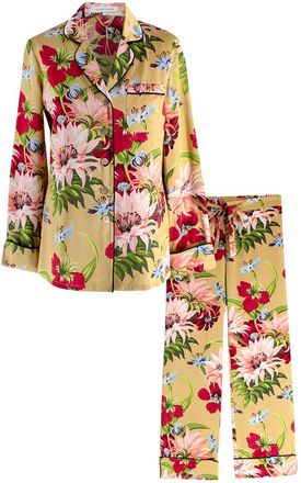 Olivia Von Halle Olivia von Halle 100% Silk Floral Satin Pyjama Set Size S