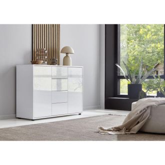 BMG M&ouml;bel BMG M&ouml;bel Kommode &raquo;Mailand 11&laquo; in wei&szlig;/ wei&szlig; Hochglanz lackiert, Schubladenkommode Anrichte Sideboard