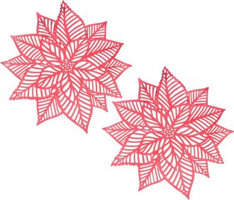 Garneck 2 St&uuml;ck Weihnachts Tischsets aus PVC Hohl Gestanzt Hitzebest&auml;ndig rutschfest Abwischbar Wiederverwendbar Tischmatten f&uuml;r Westliche Speisen Rot W&auml;rmeis