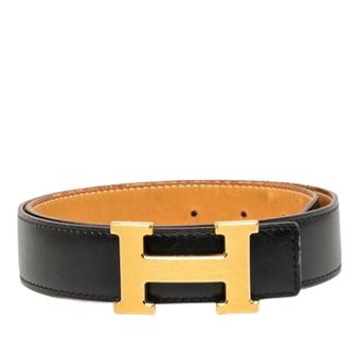 Herm&egrave;s Ceinture Pre-owned Vintage en cuir Box et Courchevel - Femme - Pre-owned - Noir - Taille: ONE Size