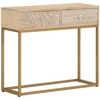 vidaXL Vidaxl - Table console 90x30x76 cm en bois de manguier massif et fer - Design unique pour objets d&eacute;coratifs - Avec dispositif de fixation murale