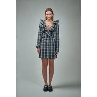 Ganni Check cotton Mini Dress black 099