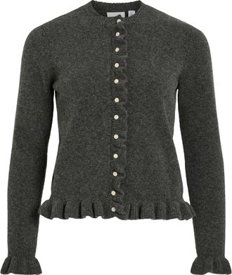Vila Vijacia O-Neck L/S Frill Knit Cardi/BFS