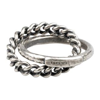 Goti Homme, Accessoires, Gris, Taille: 58 MM Double Chain Ring