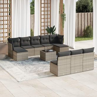 vidaXL Vidaxl - Set Divani Da Giardino 11 Pz Con Cuscini In Polyrattan Grigio