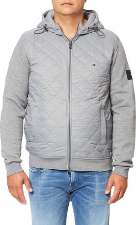 Tommy Hilfiger Herren Mix Media Diamond Zip Thru Strickjacke, Medium Grey Heather, S