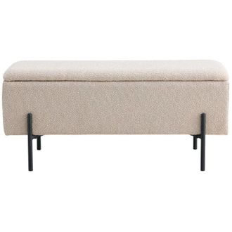 House Nordic House Nordic - Banc avec coffre de rangement 95x36,5x46 cm en tissu bouclette beige