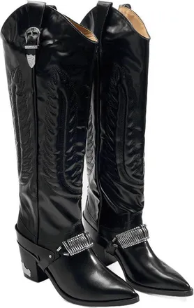 Toga Archives Womens Aj721 Boots - Toga Pulla Leather Black Cowhide Shoes