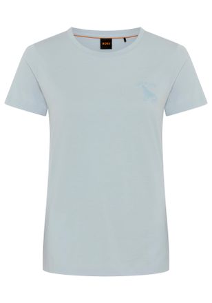 Boss Orange by Hugo Boss T-Shirt BOSS ORANGE Elove Premium Damenmode, Damen, Gr. XL, open blau 463, Single Jersey, Obermaterial: 100% Baumwolle, unifarben, slim fit normal, Ru
