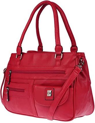 Christian Wippermann Sac &agrave; bandouli&egrave;re pour femme - De grande taille - Aspect cuir, rouge, 32 x 24 x 12 cm