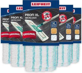 Leifheit Wischbezug Profi XL Micro Duo 5er Set, Bodenwischer Ersatzbezug, Mikrofaser Putzlappen, f&uuml;r alle Bodenarten