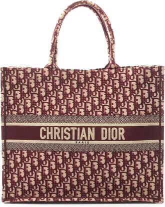 Dior 2019 Large Oblique Embroidered Canvas Book tote bag - Rot