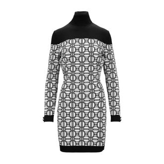 Elisabetta Franchi Logo Strickkleid mit hohem Kragen - - Dresses - Damen - Schwarzk - M
