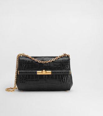 Dolce & Gabbana Mini City Bag Marlene Aus Gl&auml;nzendem Alligatorleder - Frau Schulter- Und Umh&auml;ngetaschen Schwarz Onesize