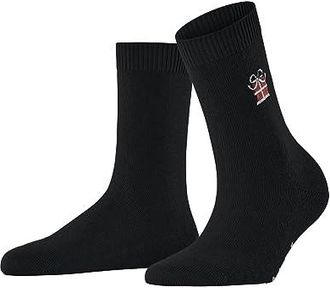 Falke Cosy Wool X-Mas Gift W SO laine viscose cachemire motif fantaisie 1 paire, Chaussettes Femme, Noir (Black 3000), 39-42