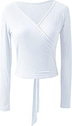 dPois Femme Ballet Boléro Veste Courte Cardigan Automne Manteau Étole Manches Longues Ballerine Pull Gilet de Danse Ballet Haut Style Cache-Coeur Tenue de D