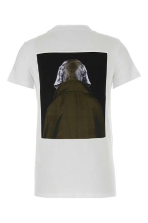 Max Mara Womens White Cotton Calca T-Shirt Fondo Bianco Wegman Cappotto Kaki Scuro Exterior Exterior: T-shirts And Polos