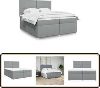vidaXL Boxspringbett mit Matratze Hellgrau 200x200 cm Stoff - Vidaxl