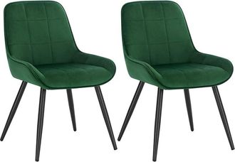 Woltu Woltu - Lot de 4 Chaises de Salle à Manger Chaises Relaxantes en Velours, Ergonomiques avec Dossier, Vert foncé BH331dgn-4