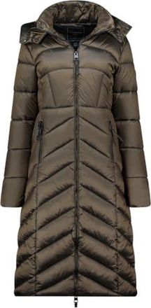 Geographical Norway BLANCHE LONG NAVY DB LADY 0116 NAVY (WZ5476F/GN-MARINE) Veste dhiver pour femme Bleu marine avec capuche Longue chaude et confortable Fermeture &eacute;clair
