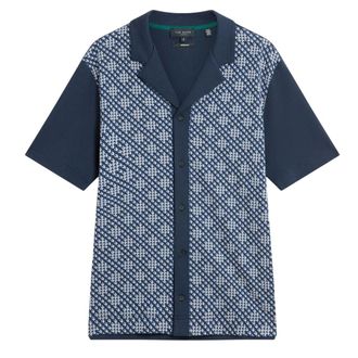 Ted Baker Danlibe Argyle Button Through Navy Jersey Shirt