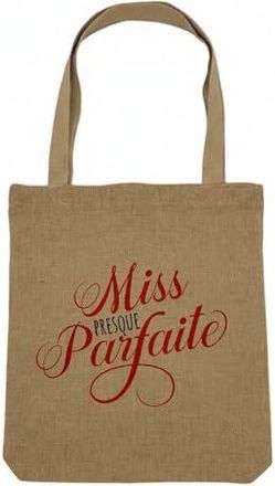 Fabulous Sac Shopping Tote Bag Aspect Lin - Miss Presque Parfaite Cadeau Copine Amie - Sac de Courses Toile Epaisse 360g Beige Naturel Cabas Port&eacute; Epaule Solid