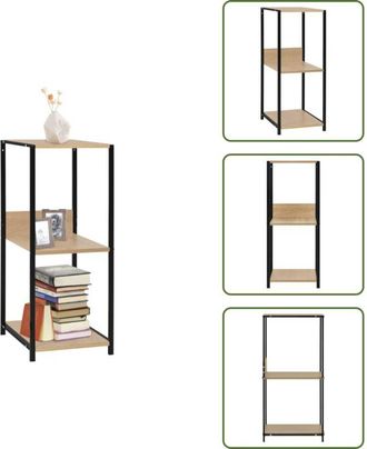 vidaXL &Eacute;tag&egrave;re &agrave; livres droite petite Noir et ch&ecirc;ne 33,5x39,6x79,7 cm - Biblioth&egrave;que Murale - &Eacute;tag&egrave;re Rangement - &Eacute;tag&egrave;re Livre - Mobilier Int&eacute;rieur