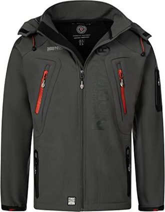 Geographical Norway Hommes Softshell Fonctions Veste DExtérieur Imperméable Im Bundle avec Urbandreamz Bonnet - Gris Foncé Amt, L
