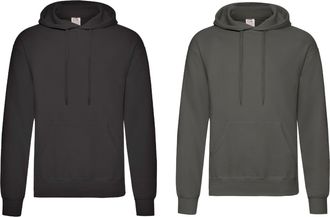 Fruit Of The Loom Kapuzen-Sweatshirt Hooded Sweat 2XL,2er Schwarz/Anthrazit