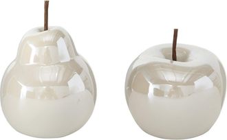 Boltze B.o.l.t.z.e Apfel + Birne Perly Porzellan &Oslash; 10 cm, Farben:wei&szlig;