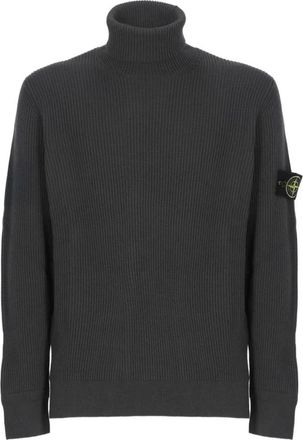Stone Island Homme, Pulls, Gris, Taille: L Pull Gris &agrave; Col Roul&eacute; Tricot&eacute;