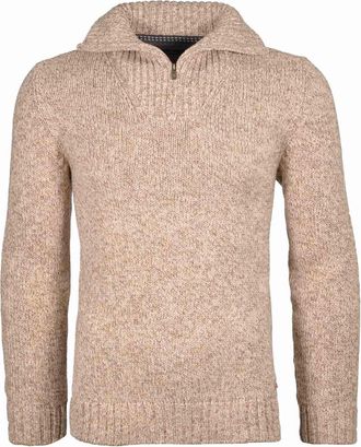 Ragman Herren Strickpullover mit Troyer-Kragen Beige-mouliniert-103, XL
