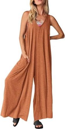 Generic Salopette &agrave; bretelles sans manches pour femme Coupe ample - Salopette d&eacute;contract&eacute;e l&eacute;g&egrave;re pour femme - Combinaison ample &agrave; col en V - Combinaison sans
