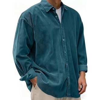 Generic Veste l&eacute;g&egrave;re en velours c&ocirc;tel&eacute; pour homme - Veste boutonn&eacute;e &agrave; manches longues pour le travail d&eacute;contract&eacute; en plein air, vert menthe, 3XL