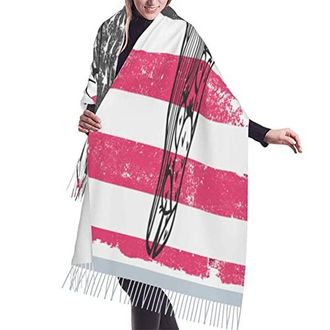 Generic Crâne De Vache Gris Drapeau Américain Cactus Du Désert Echarpe Cadeau Quotidien Glands Foulard Classique Étole Châle De Femme