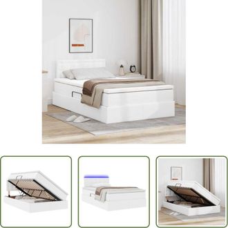 vidaXL vidaXL Kunstlederbett - Bett mit Stauraum und LED Reinwei&szlig; 120 x 200 cm Kunstleder