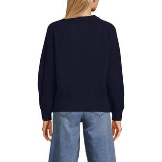 Lands End Wool Touch Cardigan mit Rundausschnitt, Damen, Gr&ouml;&szlig;e:40-42 regular, Blau, by Lands End