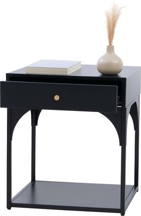 Mendler Nachttisch HWC-O88, Kommode Beistelltisch Nachtschrank Nachtkasten, Schublade Metall 50x43x41cm - schwarz