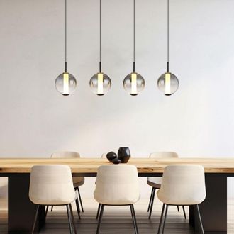 Globo Lighting Hängelampe Pendelleuchte Esstischlampe 4 flammig Glaskugel rauch led h 120 cm