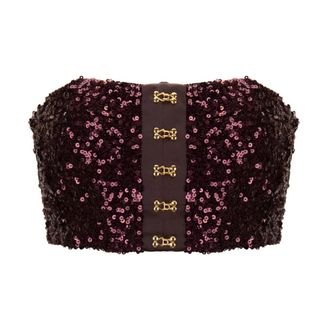 Elisabetta Franchi Pailletten-Top ohne &Auml;rmel - - Tops - Damen - Braun - XL