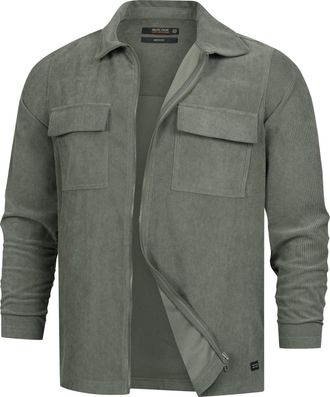 Indicode Herren INNemoto Zip Shirt Hemd mit Rei&szlig;verschluss | Herrenhemd Freizeithemd f&uuml;r M&auml;nner Castor Gray, XXL