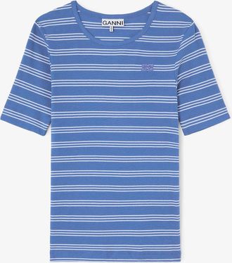 Ganni T-shirt en coton c&ocirc;tel&eacute; Nouvean Bleu marine biologique - Taille S - Pour Femme