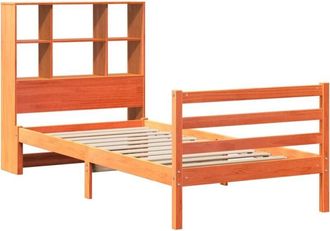 vidaXL Lit bibliothèque sans matelas cire marron 90x190 cm bois massif Vidaxl